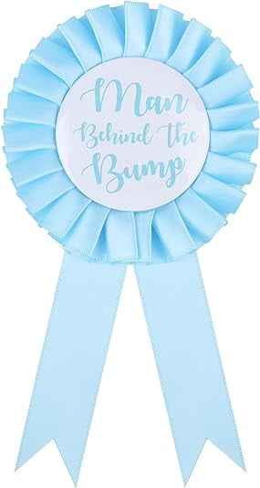 Brosash Man Behind The Bump Funny Baby Shower Button for Daddy - Blue ...