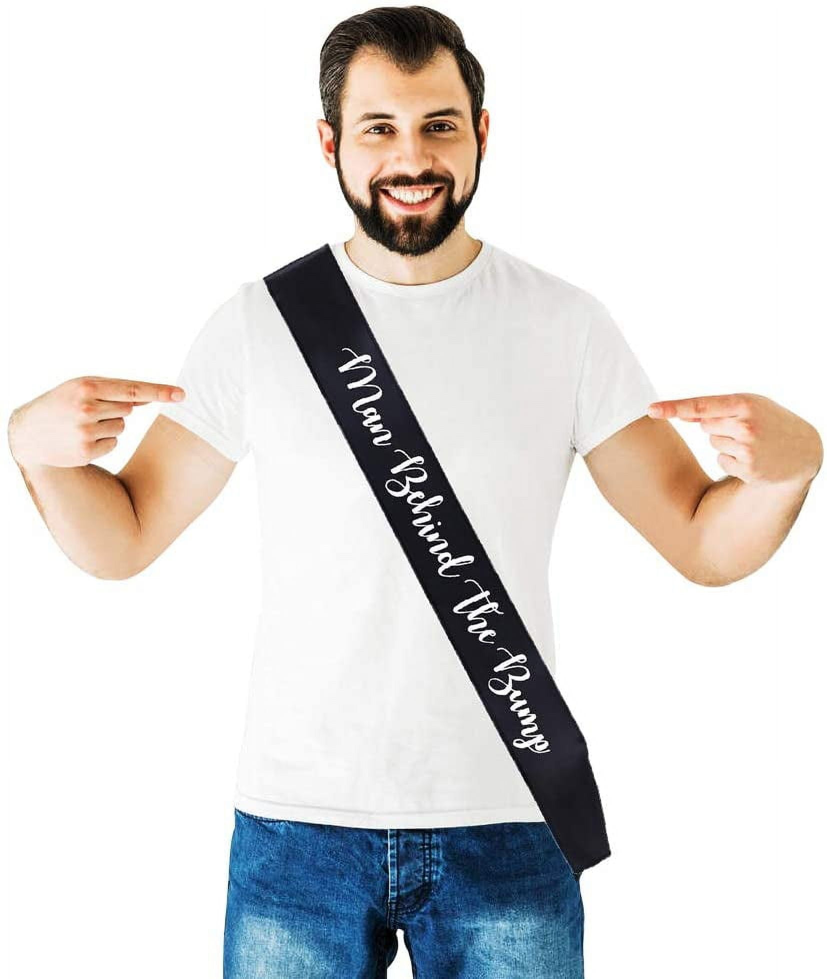 Brosash Man Behind The Bump Funny Baby Shower Sash for Daddy - White ...