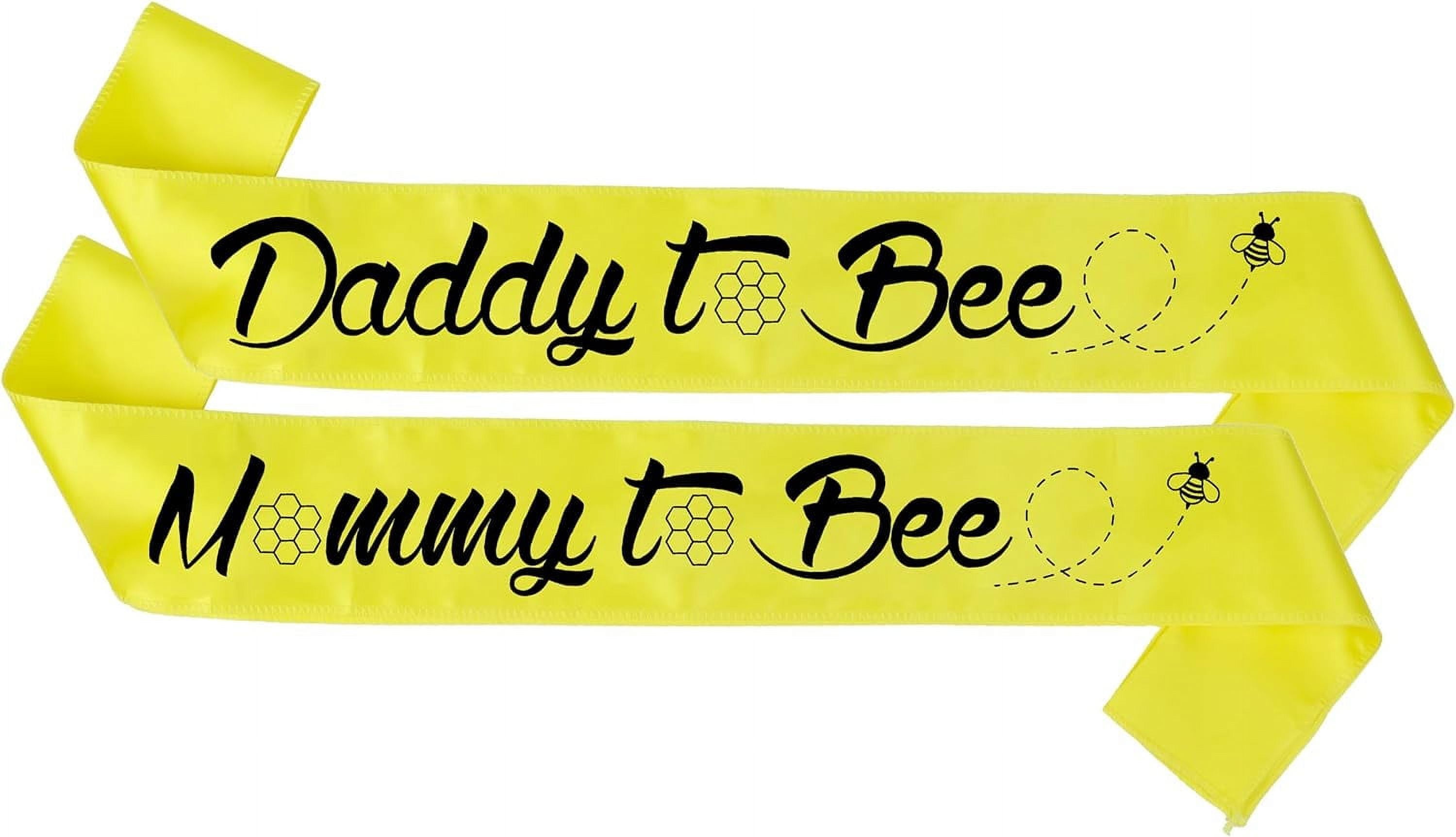 Brosash Mommy To Bee and Daddy To Bee Baby Shower Sash Bundle - 6-Foot, 4-Inch Adorable Sashes ...