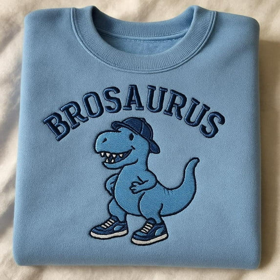 Brosaurus Embroidered Sweatshirt, Cool Brother Dinosaur Crewneck, Dino ...