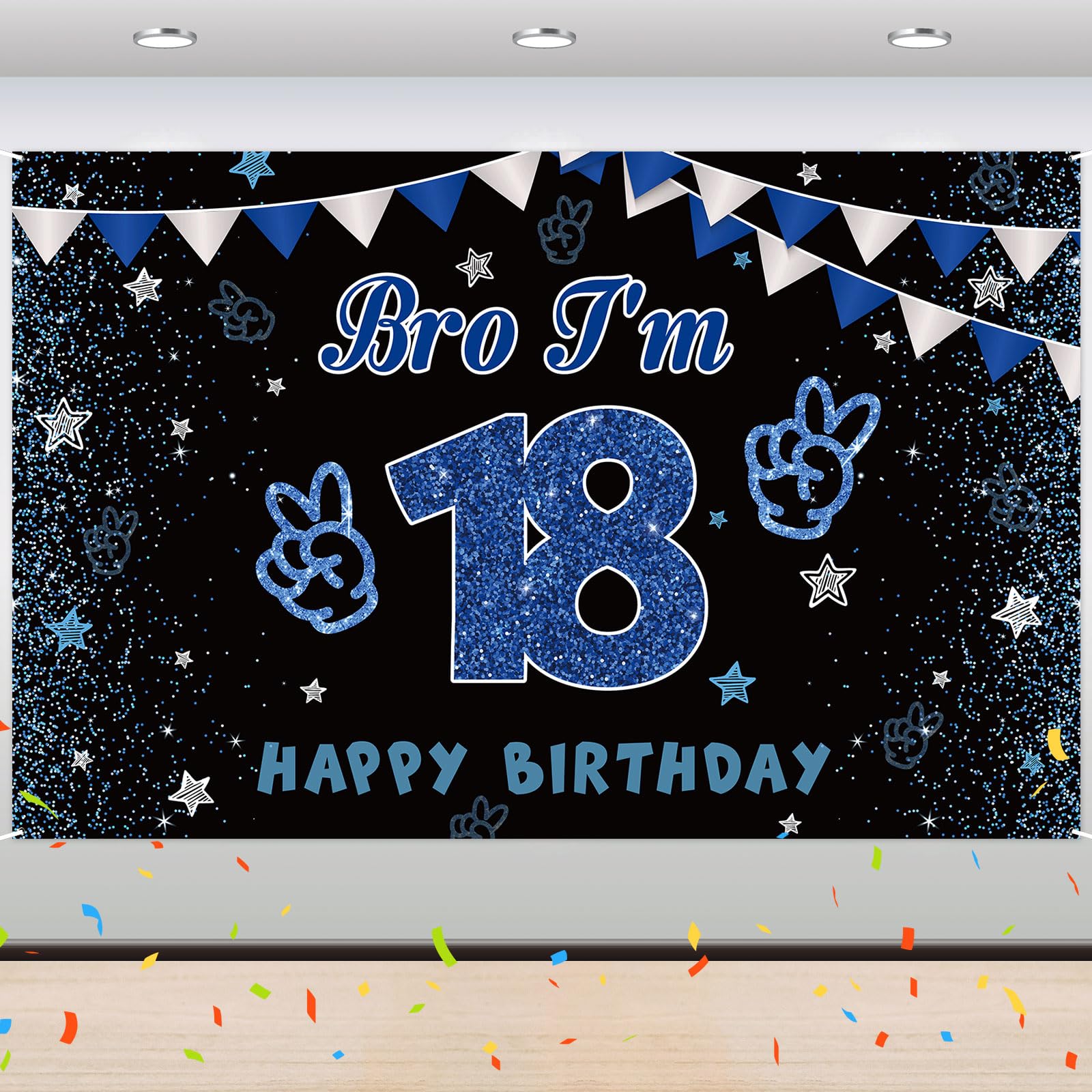 Brother I'm 18 Backdrop Banner - AFN1Boy 18th Birthday Party Background ...