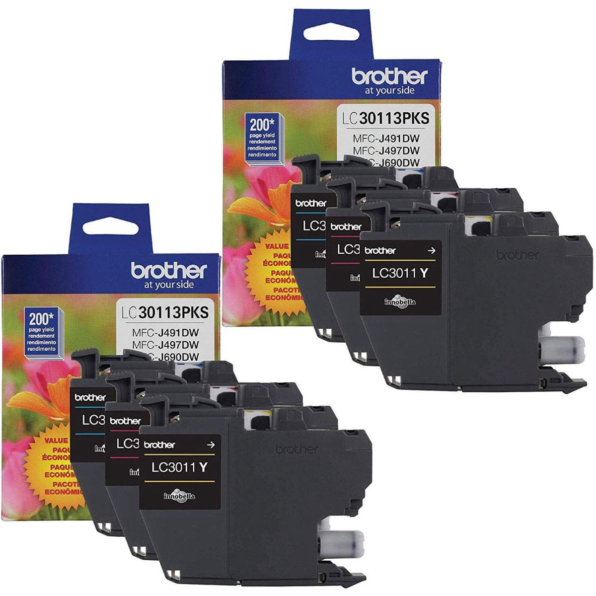 Brother 2 Pack LC3011 Innobella Standard-Yield 3-Color Ink Cartridge ...