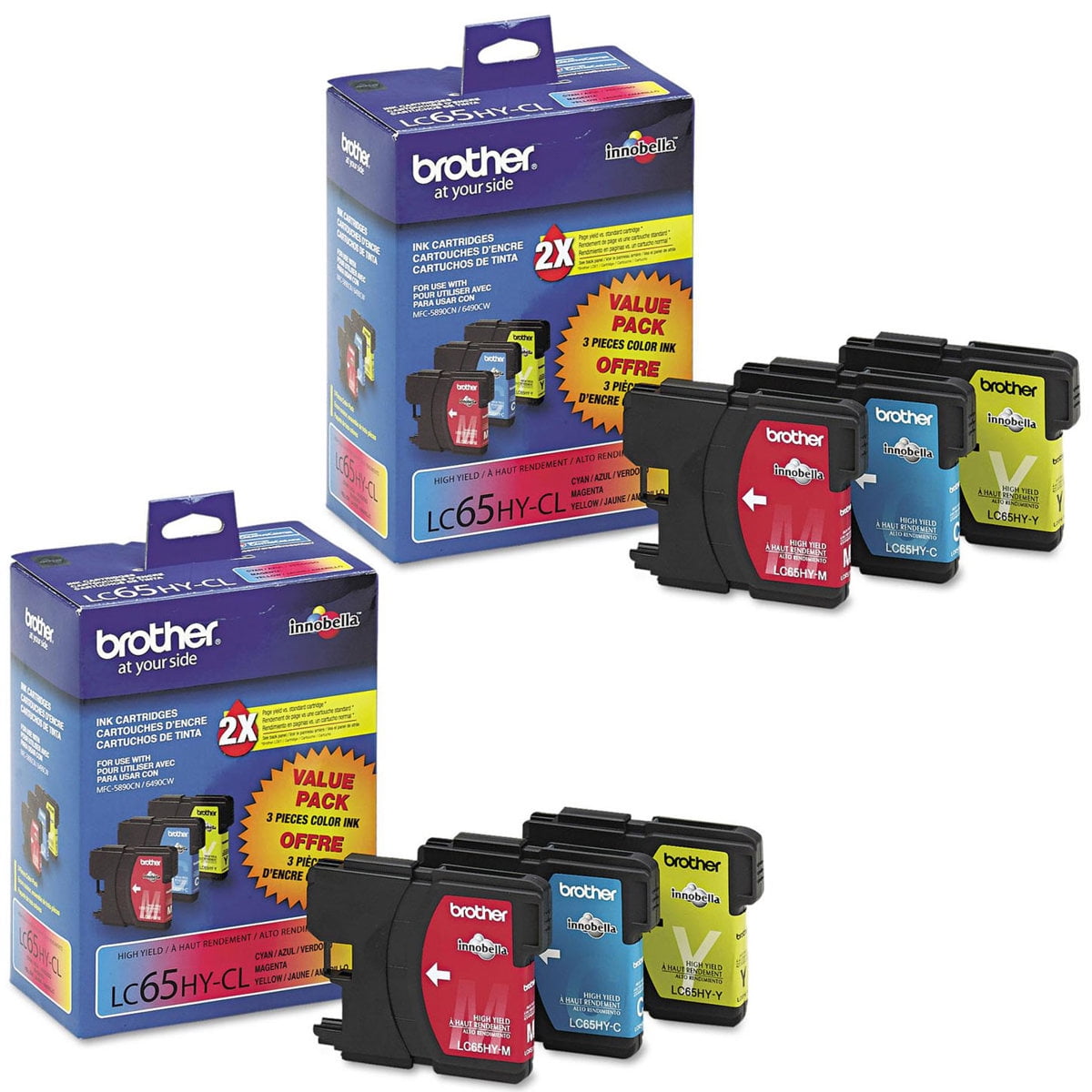 Brother 2 Pack LC653PKS High Yield Cyan/Magenta/Yellow Ink Cartridges ...