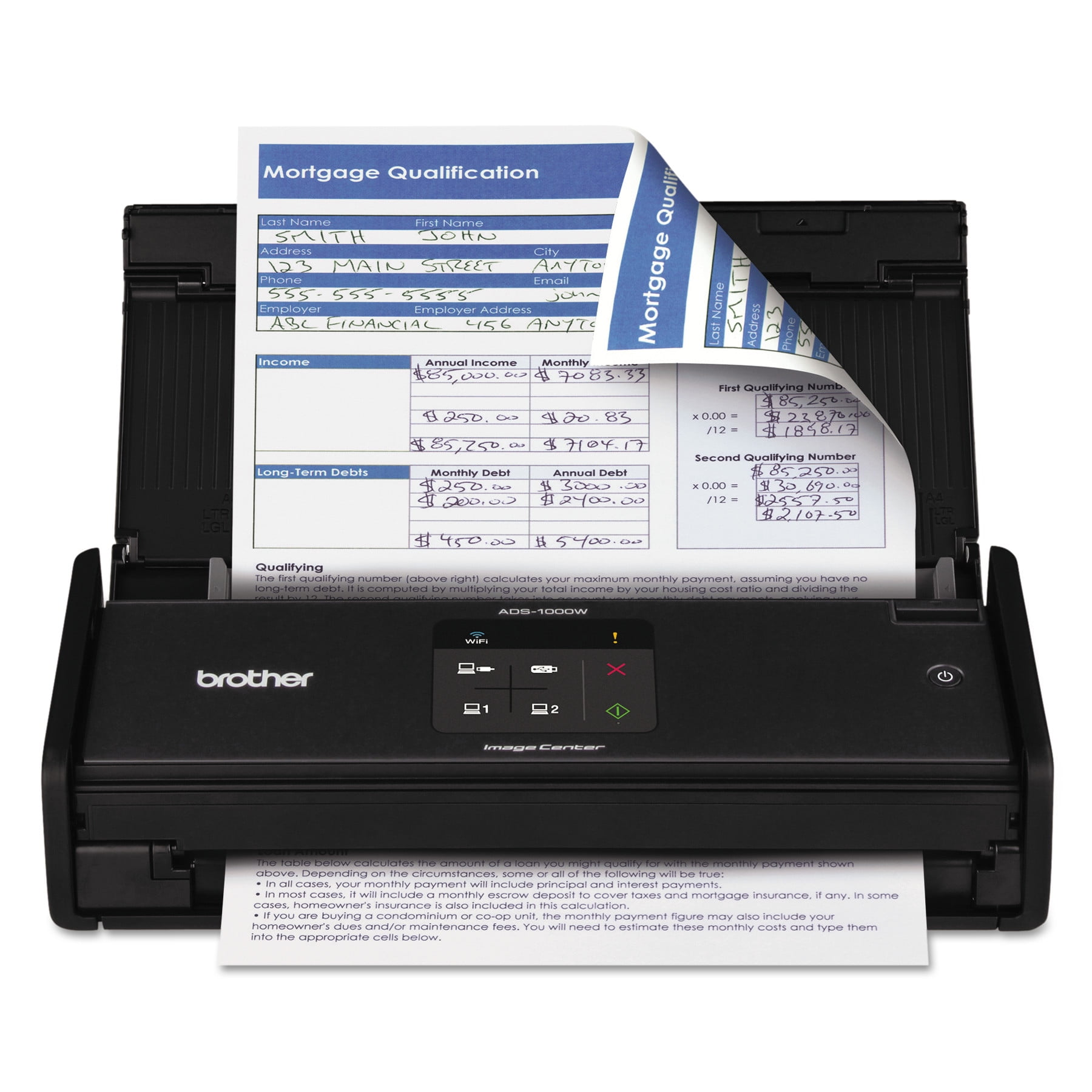 Brother ADS-1000W Compact Color Desktop Scanner with Duplex and ...