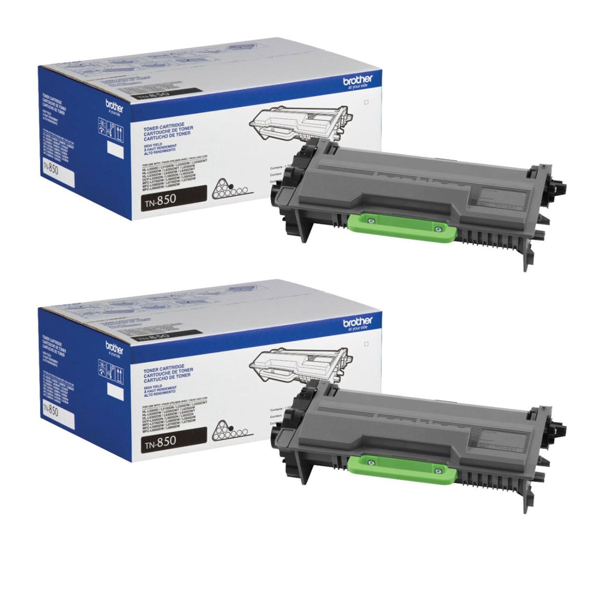 Brother Brother 2 Pack TN850 High Yield Toner Cartridge, Up to 8000 ...