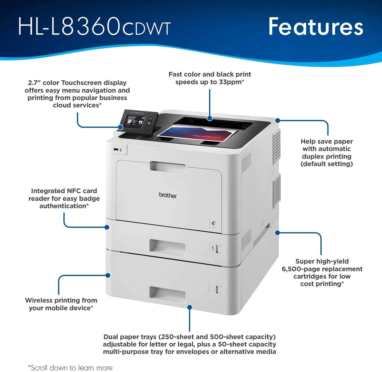 Brother HL-L8360CDW Business Color Laser Printer Free USB Printer Cable ...