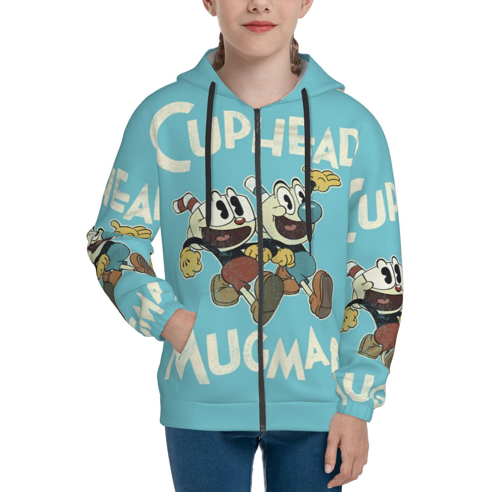 Brother Cuphead Mugman Teenager Hoodies Shirt Zipper Sweatshirts Hooded ...