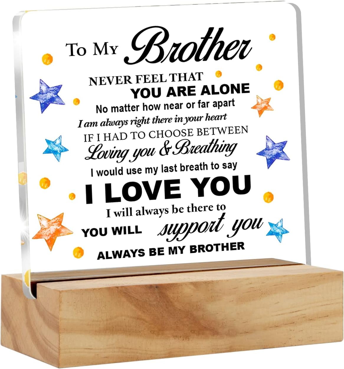 Brother Decorative Signage, Acrylic Desk Plaque with Wood Stand, 4x4 ...