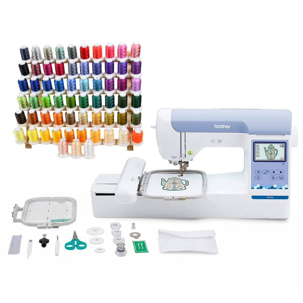 Brother Elite PE900 Embroidery Machine Bundle with 63-Color Thread Set ...