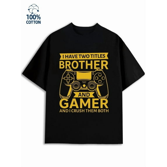 Brother Gamer Tee mens game 180G 100% Cotton black game over game over ...