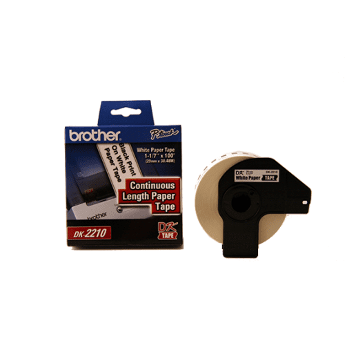 Brother Genuine DK-2210 Continuous Length Black on White Paper Tape for ...