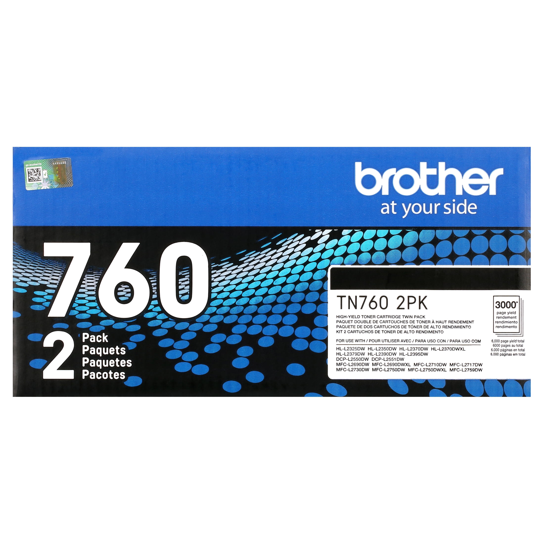 Brother Genuine High-Yield TN7602PK Black Toner Cartridges Twin Pack ...