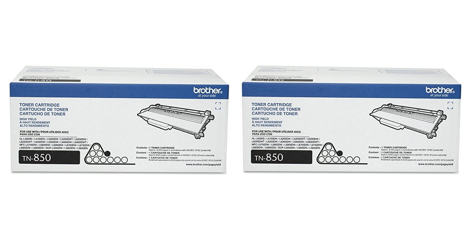 Brother Genuine High Yield Toner Cartridges, TN-850, Black, Two Pack ...