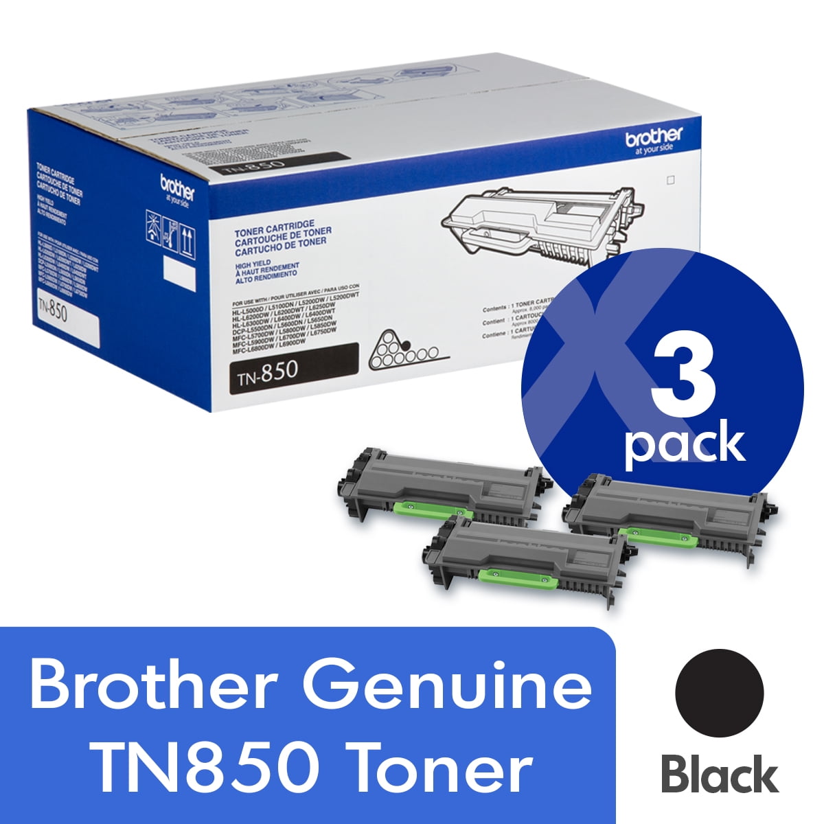 Brother Genuine High Yield Toner Cartridge TN850, Replacement, 8000 ...