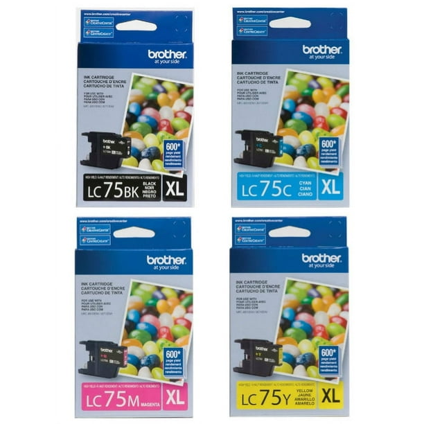 Brother Genuine LC-75 (LC75BK, LC75C, LC75M, LC75Y) High Yield Ink ...