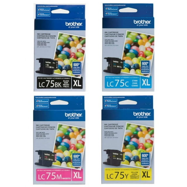 Brother Genuine LC-75 (LC75BK, LC75C, LC75M, LC75Y) High Yield Ink ...