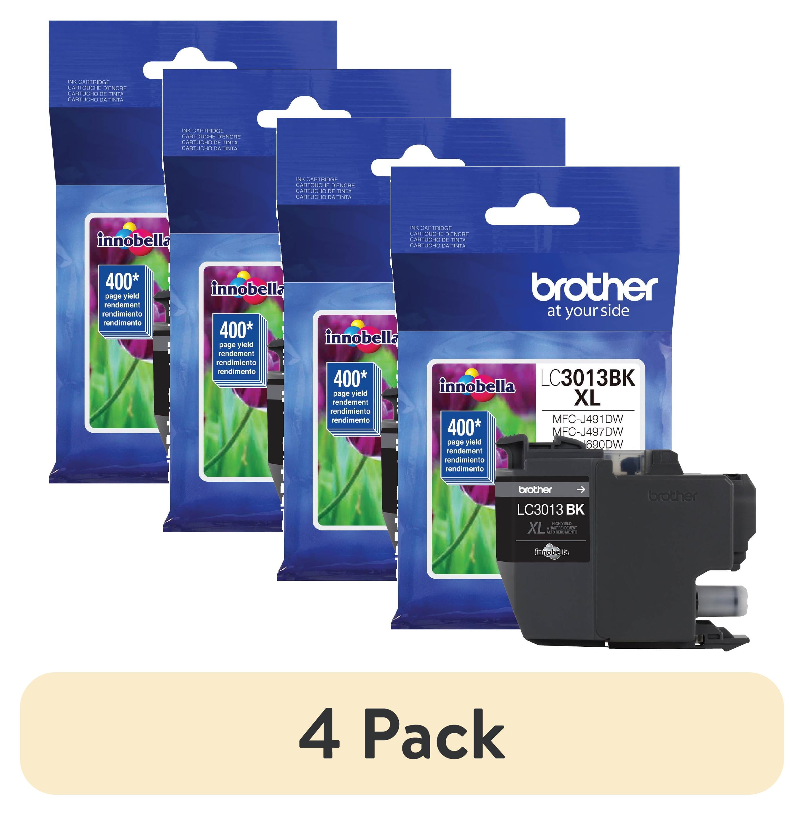 (4 pack) Brother Genuine LC3013BK High-yield Black Printer Ink ...