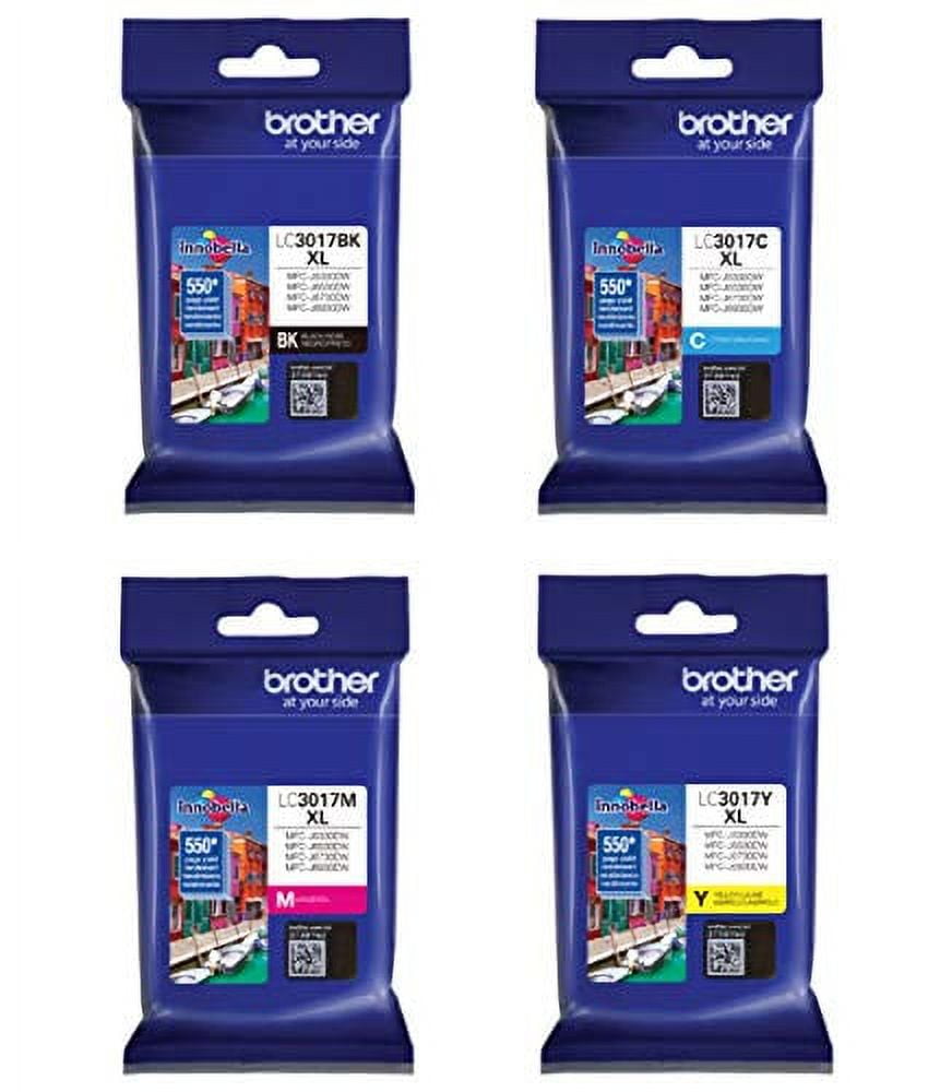 Brother Genuine LC3017 (LC-3017) (BK/C/M/Y) High Yield Color Ink 4-Pack ...