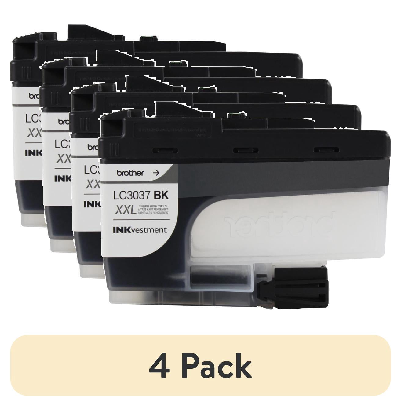 (4 pack) Brother Genuine LC3037BKS High-Yield Black Printer Ink ...