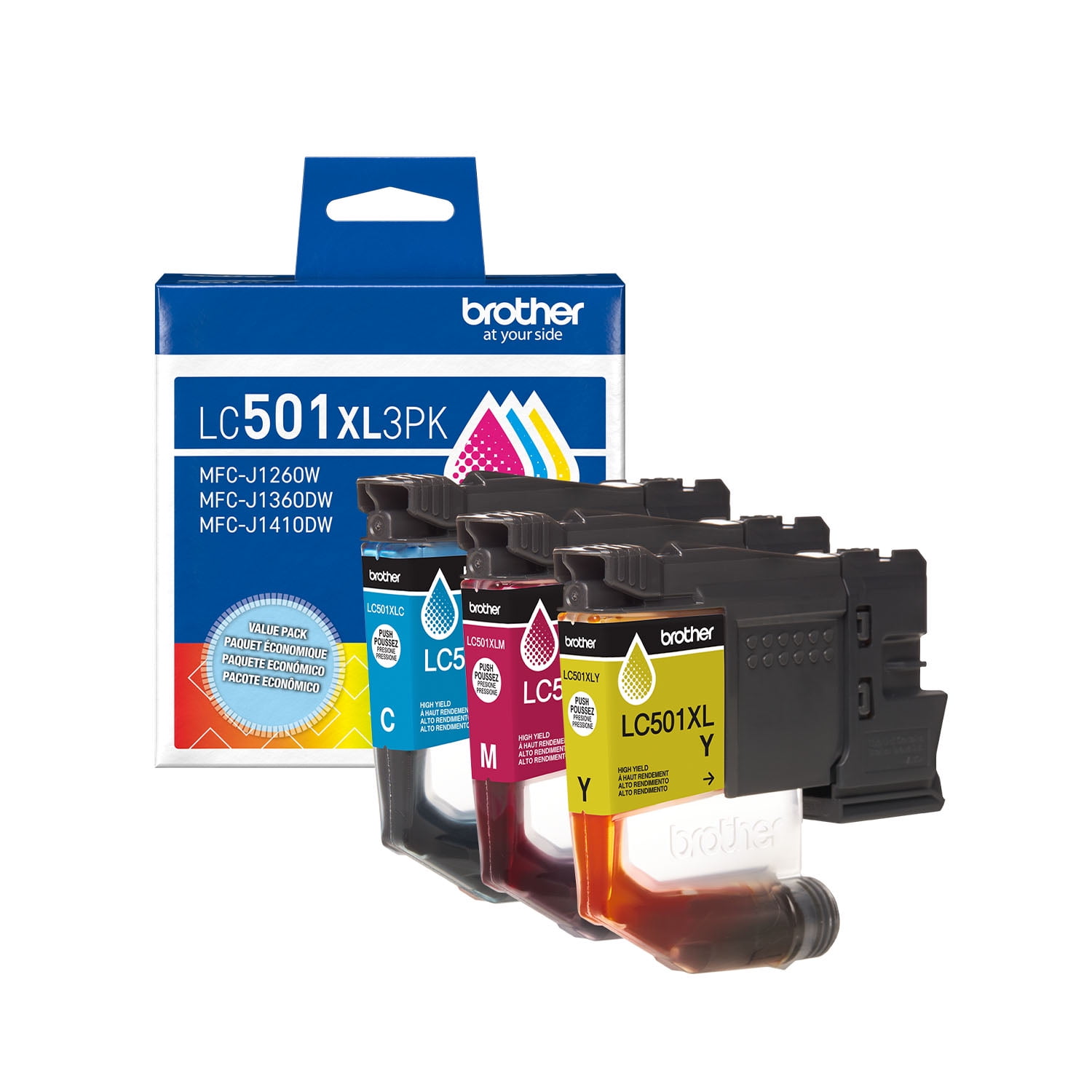 Brother Genuine LC501XL3PK 3-Pack High Yield Cyan, Magenta, and Yellow ...