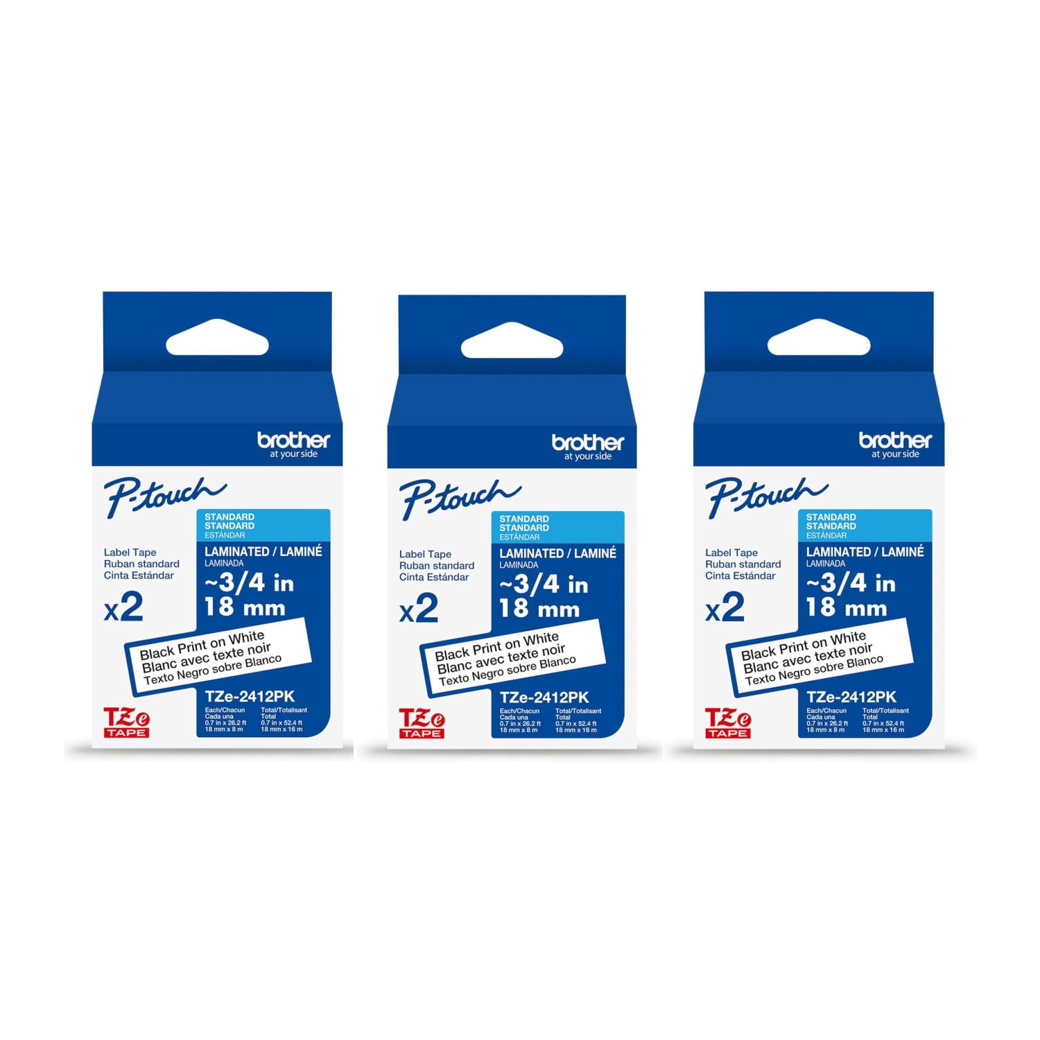 Brother Genuine P-Touch 6-Pack TZe-241 Laminated Tape, Black Print on ...