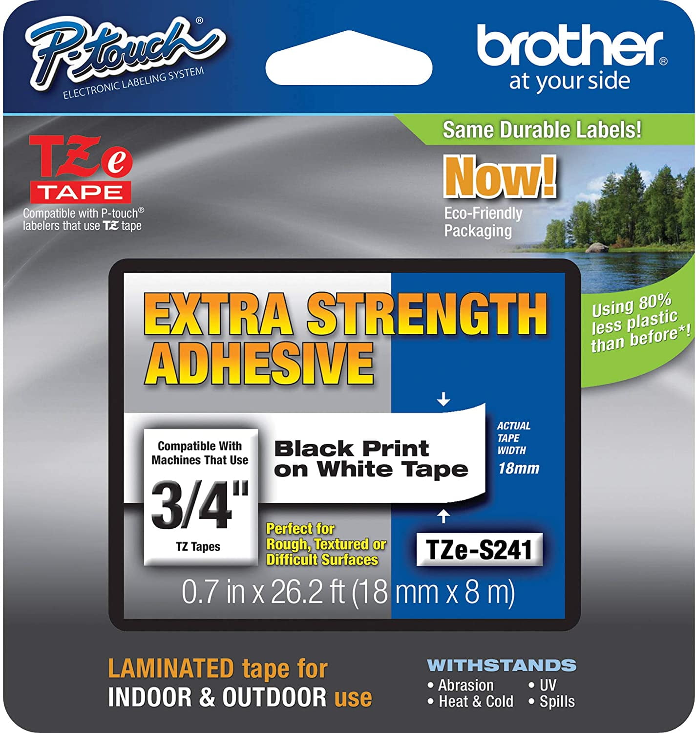 Brother Genuine P-Touch TZE-S241 Tape, 3/4" (0.7") Wide Extra-Strength ...