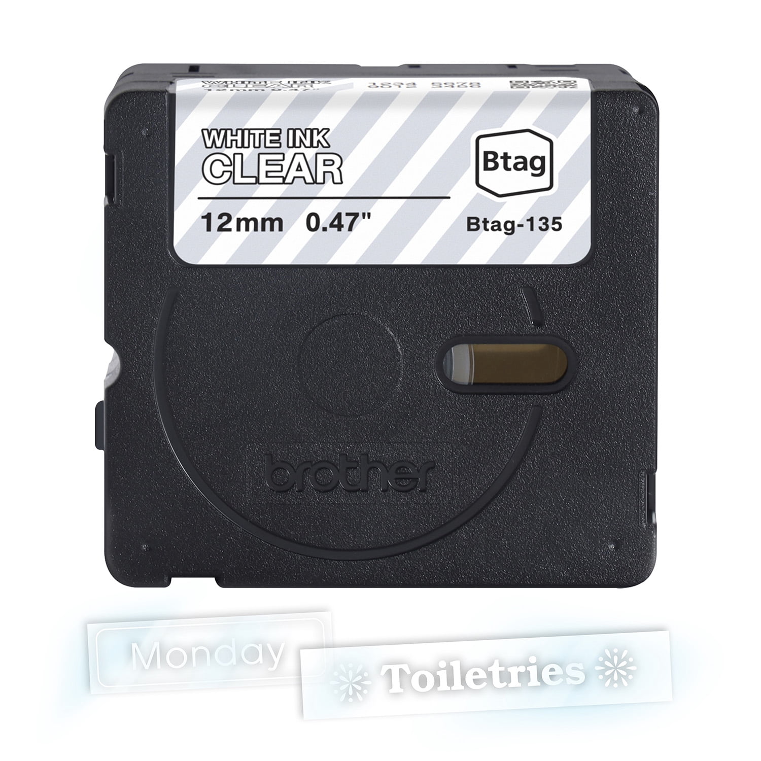 Brother Genuine P-touch BTAG135 White on Clear Label Tape, ~1/2in by 13 ...