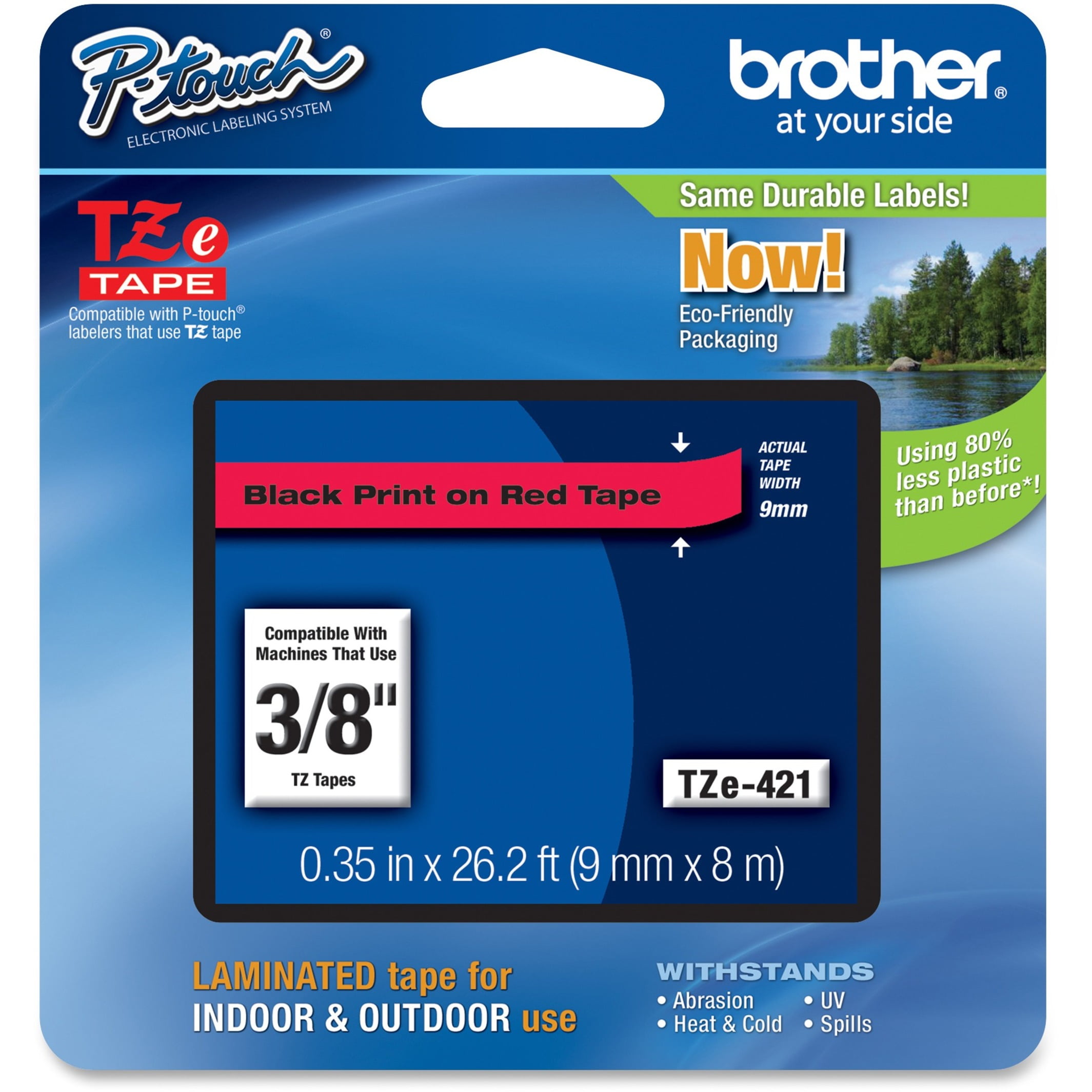 Brother Genuine P-touch TZE-421, 9mm (0.35") Standard Laminated Label ...