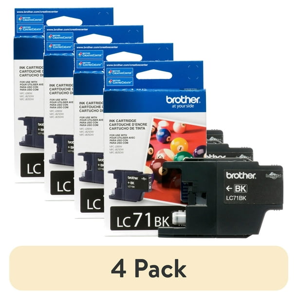 (4 pack) Brother Genuine Standard Yield Black Ink Cartridge, LC71BK, Up ...