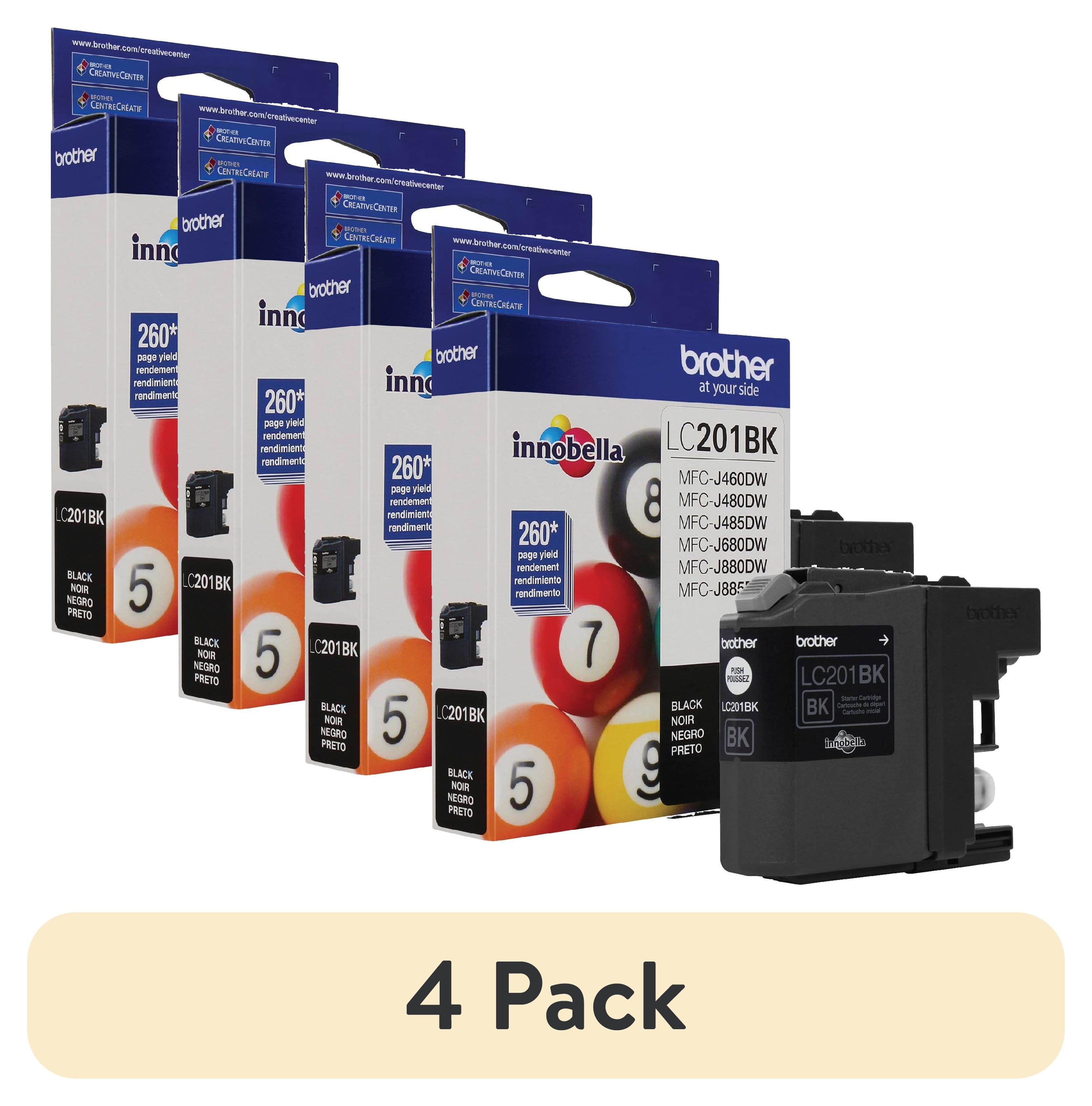 (4 pack) Brother LC201BK Innobella Ink, Black - Walmart.com