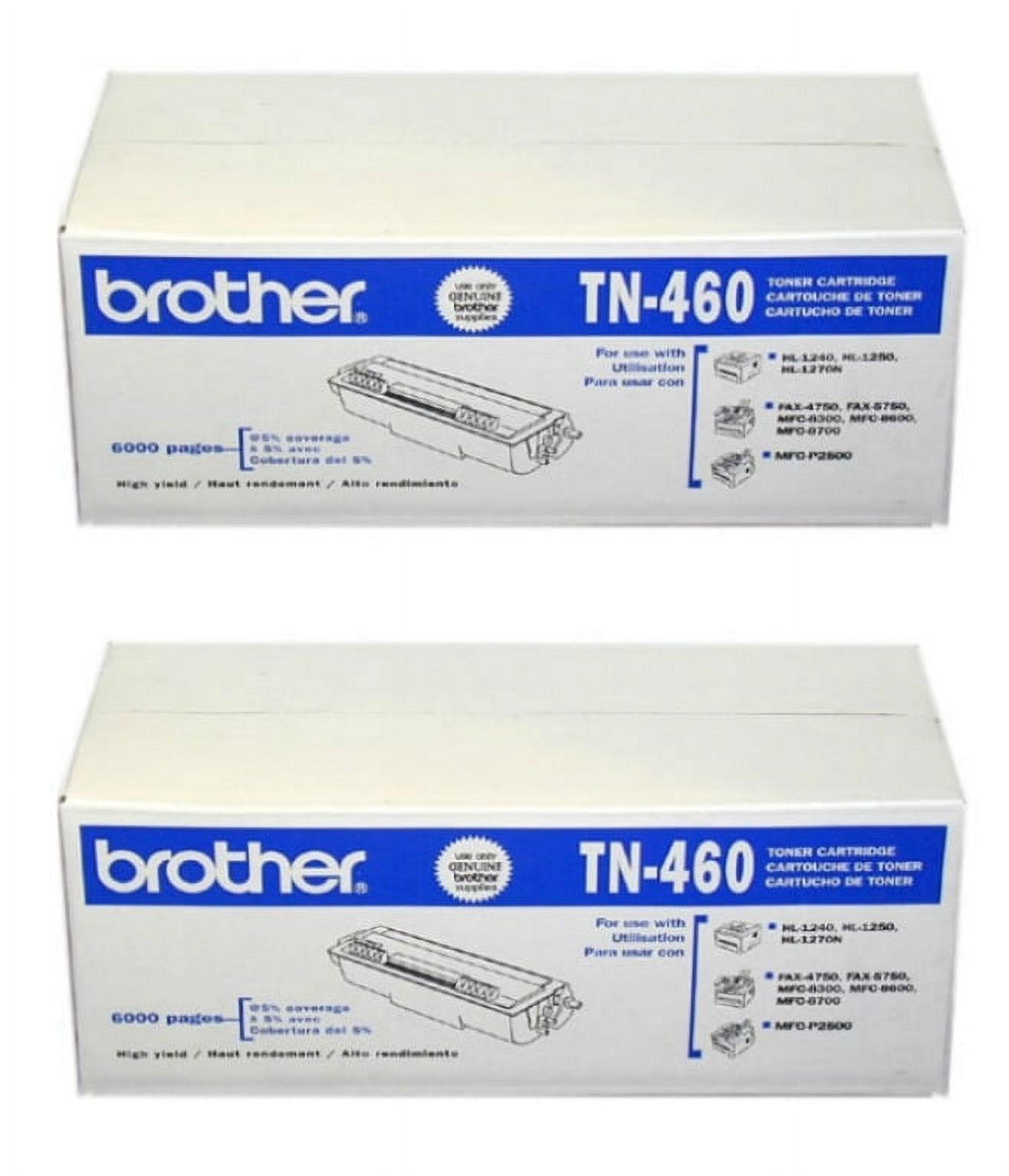 Brother Genuine TN460 High-Yield Toner Cartridge 2-Pack, Black ...