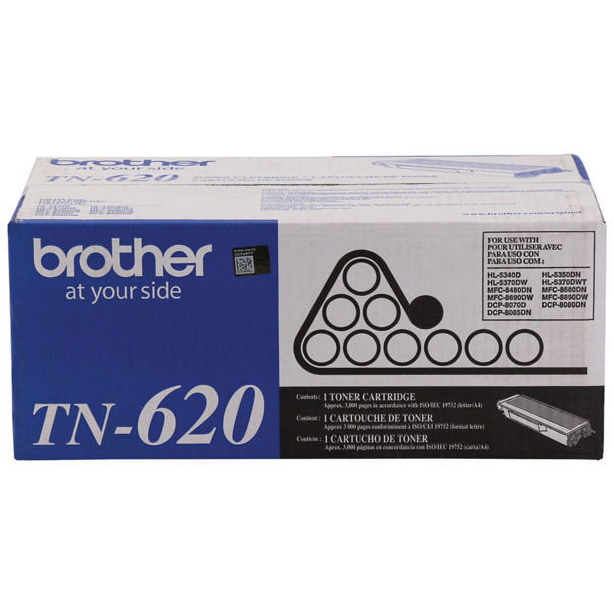 Brother Genuine TN620 Black Toner Cartridge, 3000 Page Yield ...
