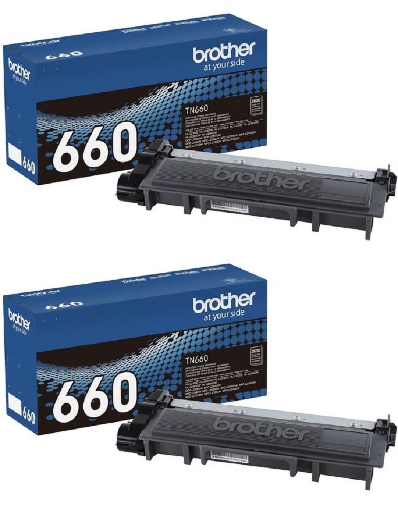 Brother Genuine High Yield TN660 Black Toner Cartridge, 2-Pack ...