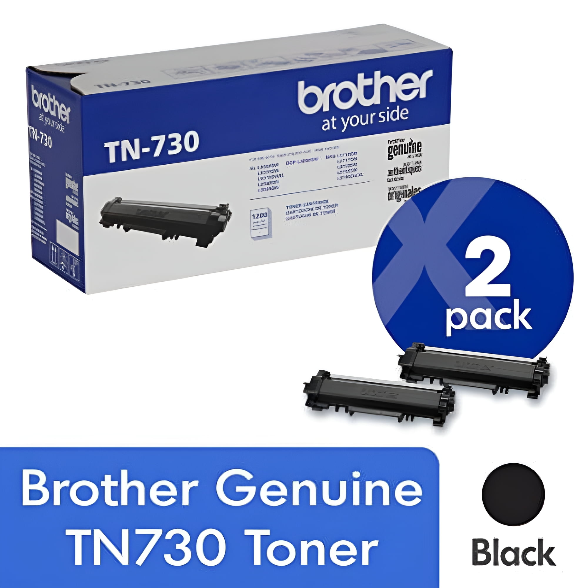 Brother Genuine TN730 Standard Yield Black Toner Cartridge -2-Pack ...