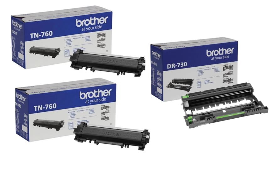 Brother Genuine TN760 High Yield 2-Pack black AND DR-730 Drum Unit (12k ...
