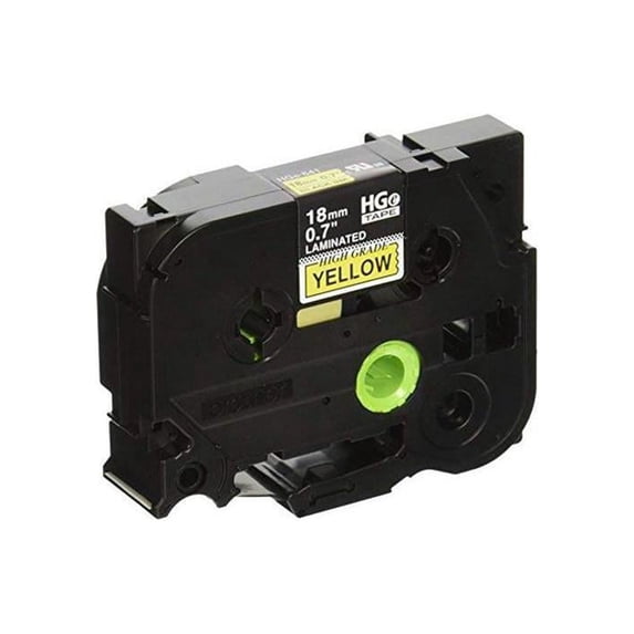 Brother HGE6415PK 3/4 In Black on Yellow P-touch Label Tape - 5 Pack ...