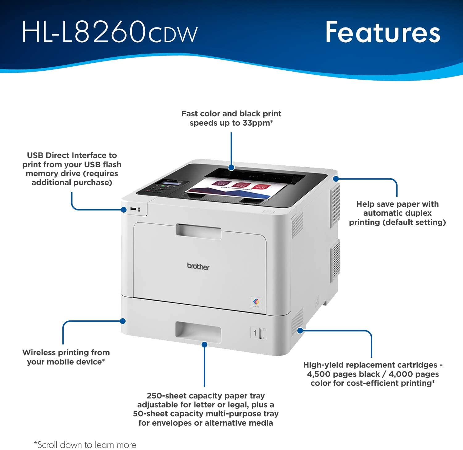 Brother HL-L8260CDW Business Color Laser Printer, Duplex Printing ...