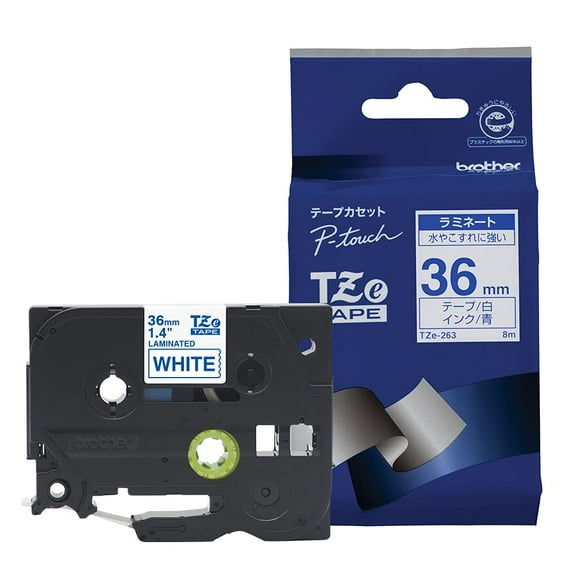 Brother Industries TZe-263 Laminating Tape (White Background/Blue Color ...