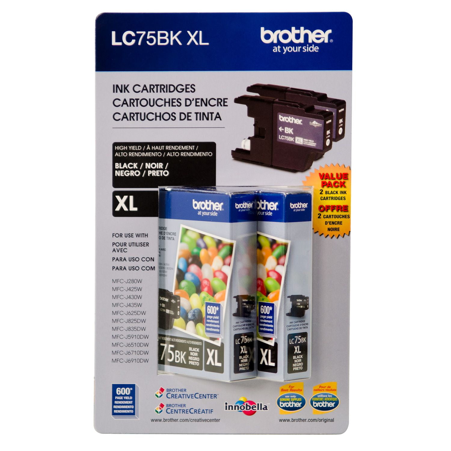 Brother LC-75BK High-Yield Ink - Black - 2 pk. - Walmart.com