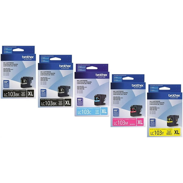 Brother LC103 Printer High Yield Cartridge Ink (2-Black-1-Cyan-Magenta ...