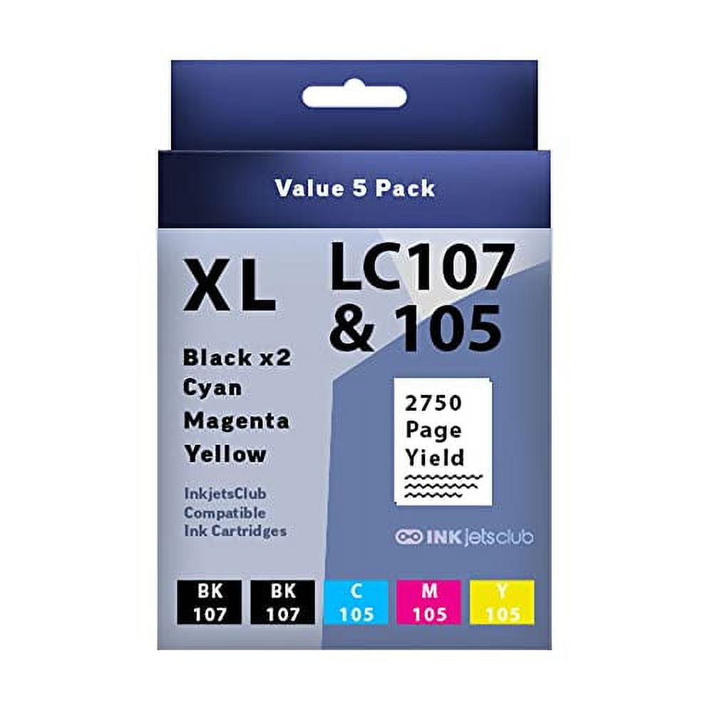 Brother LC107 / 105 High Yield Colored Inkjet Printer Ink Cartridges, 5 ...