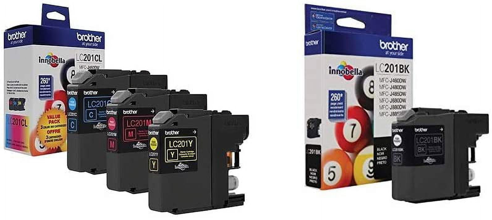 Brother LC201 Colored Ink Cartridge 4-Pack for Printer Print - Walmart.com