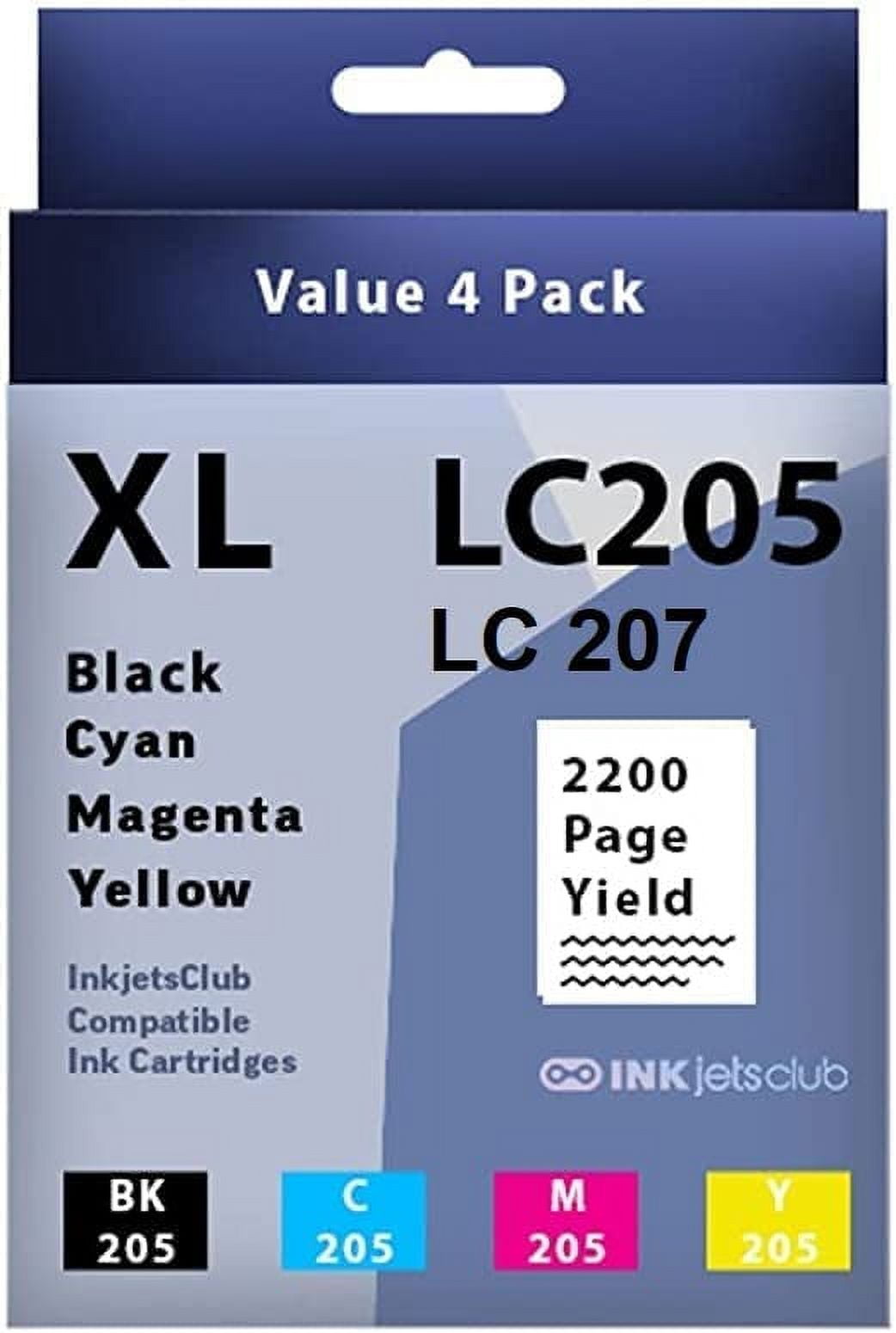Brother LC205/LC207 High Yield InkjetsClub Cartridge 4 Pack: Black ...