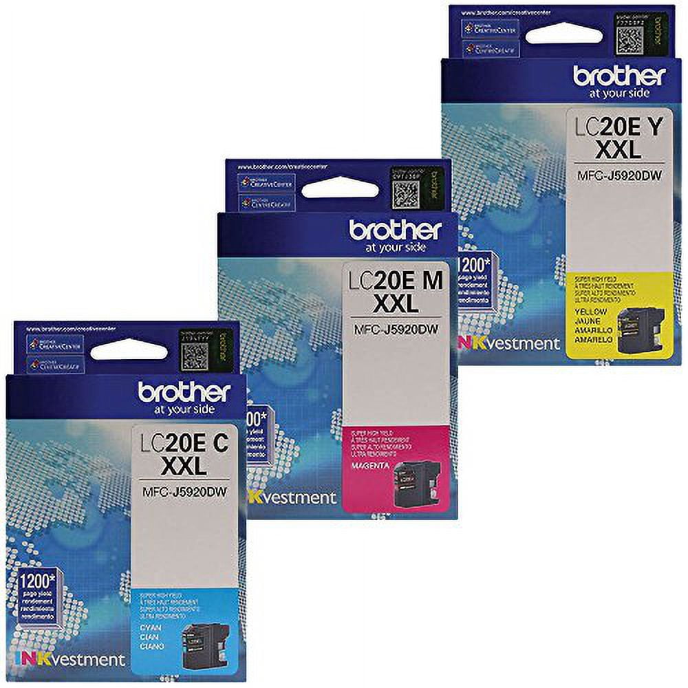 Brother LC20E Super High Yield Ink Cartridge Set Colors Only (CMY ...