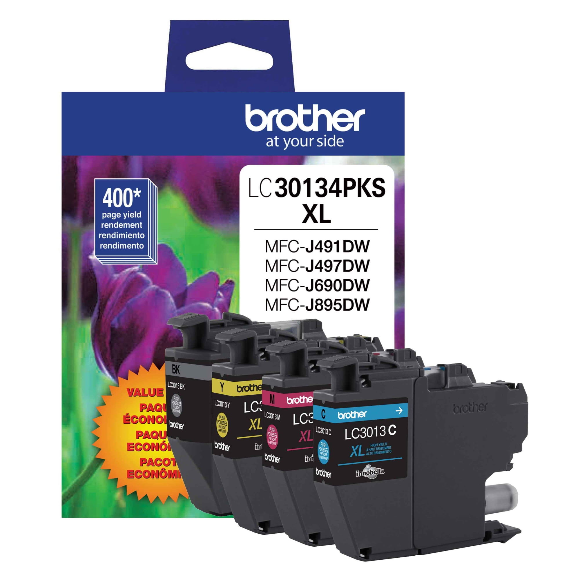 Brother LC3013 High-Yield Ink Multi-Pack, Black, Cyan, Magenta, Yellow ...