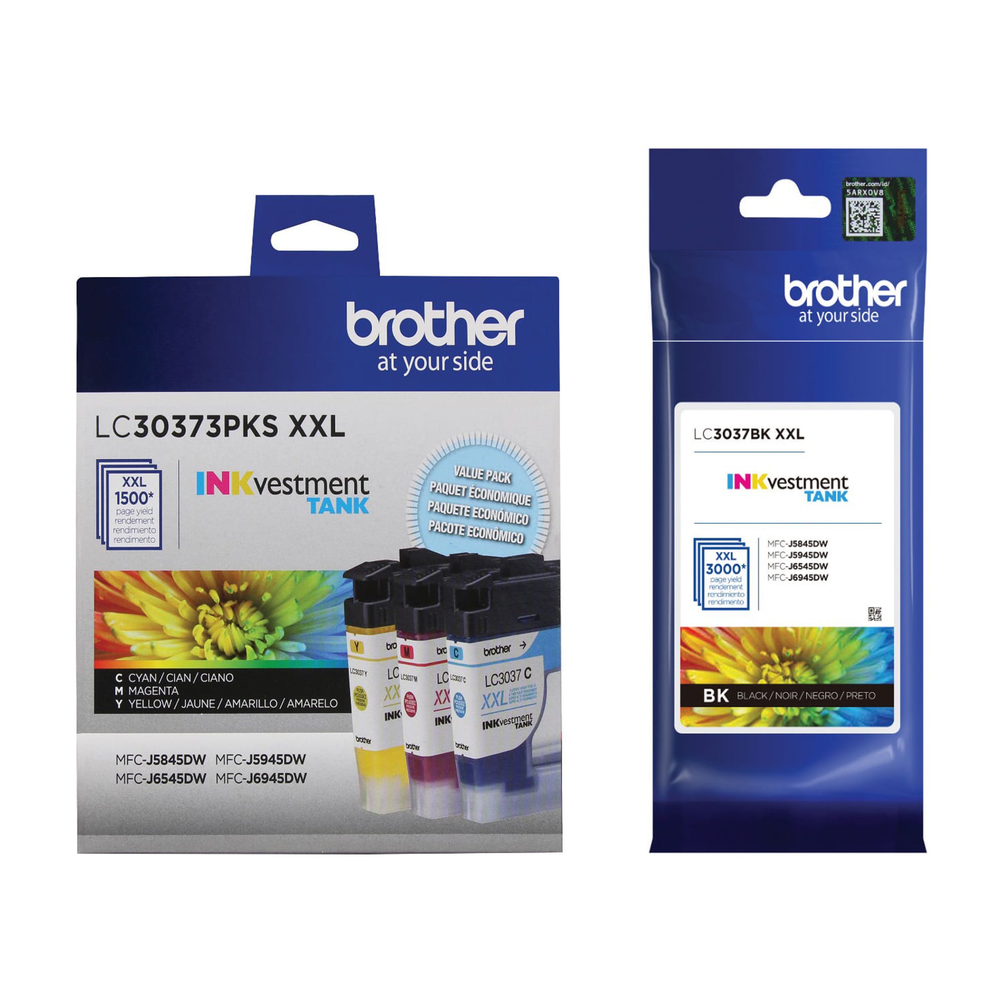Brother LC3037 4-Color Super High Yield Ink Cartridge Set, Includes ...