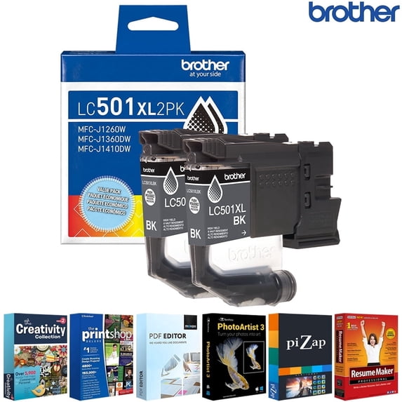 Brother LC501XL2PKS Genuine Twin Pack High Yield Black Ink Cartridges ...