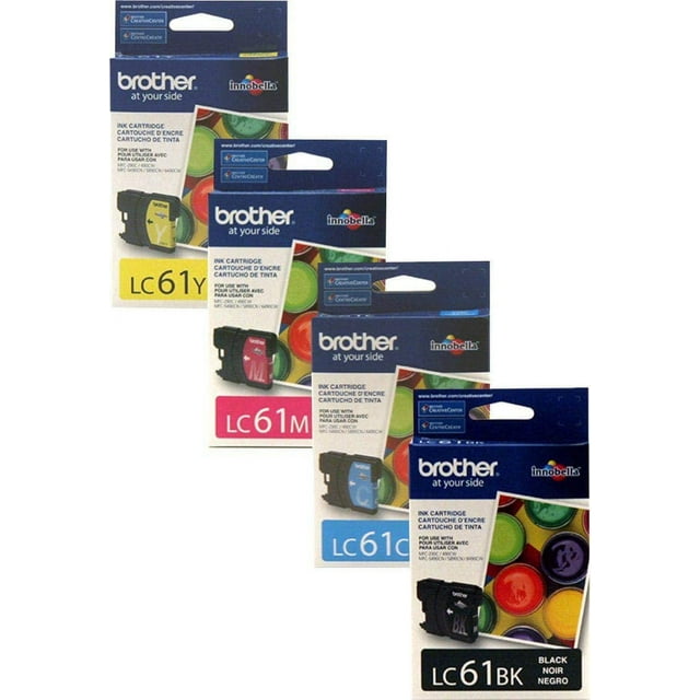Brother LC61 Inkjet Colored Cartridges 4-Pack BK/C/M/Y - Walmart.com