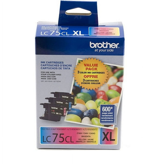 Brother LC75 Inkjet Printer Ink Cartridges (Cyan, Magenta, Yellow, 3 ...