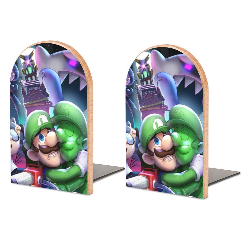 Brother Luigi's Mansion Bookends Wood Book Divider Decorative Shelves ...